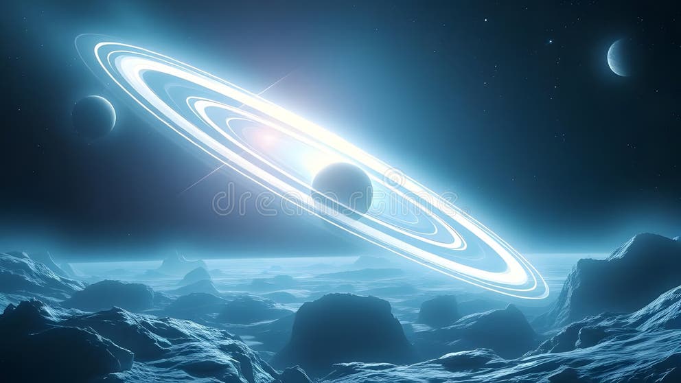 Celestial Dance Planetary Alignment in Glowing Orbits Stock ...