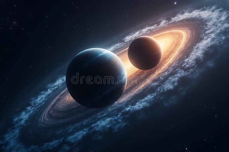 Celestial Dance of Planets and Rings Outer Space Digital Art Cosmic ...