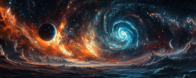 A Celestial Dance of Stars and Nebulae Swirling Around a Dynamic ...