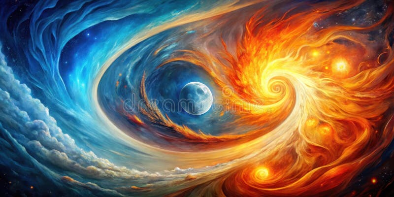 Celestial Dance a Swirling Vortex of Fire and Ice, Cosmic Clouds and ...
