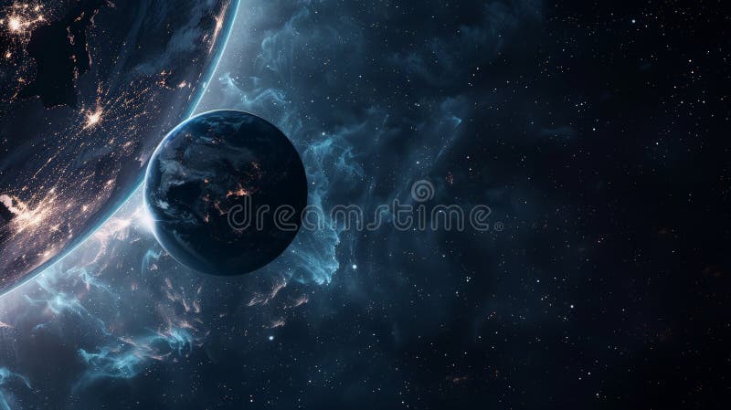 Celestial Dance: Two Planets in a Cosmic Embrace Stock Image - Image of ...