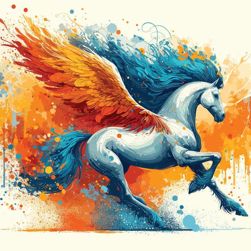 Celestial Descent - a Portrait of Pegasus in Vector Style - AI ...