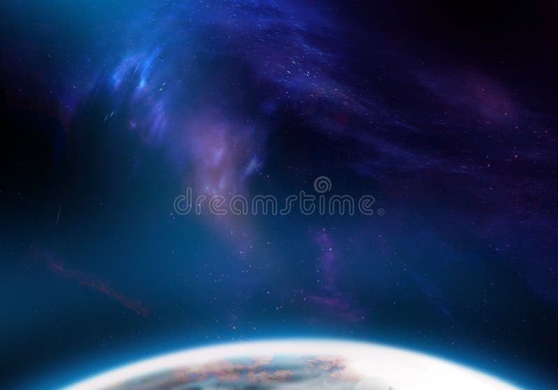 Celestial Digital Art of a Planet with Stars and Galaxies in Outer ...