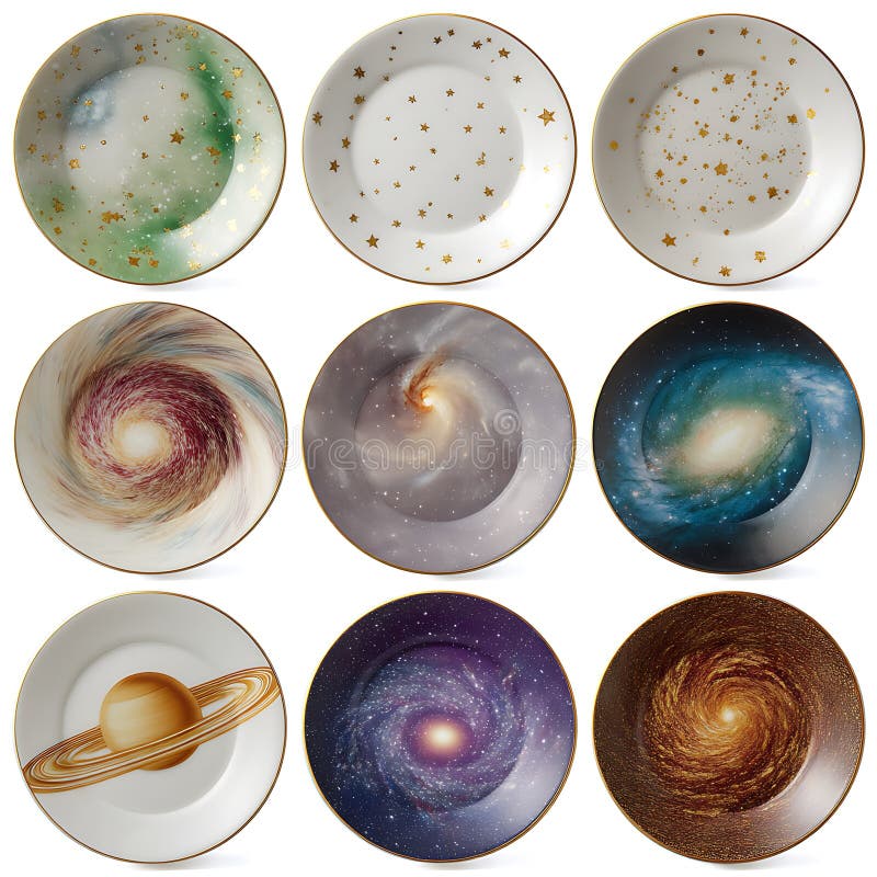 Celestial Dinnerware Collection Nine Unique SpaceThemed Plates Stock ...