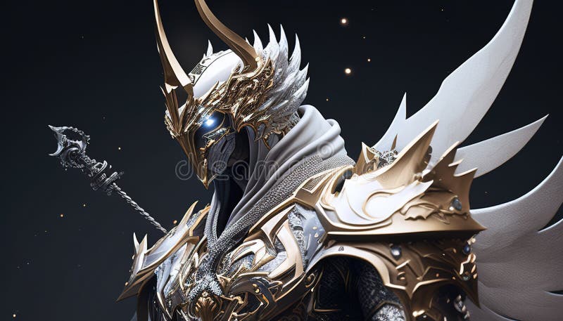 Celestial Dragon Warrior, Digital Art Illustration, Generative AI Stock ...