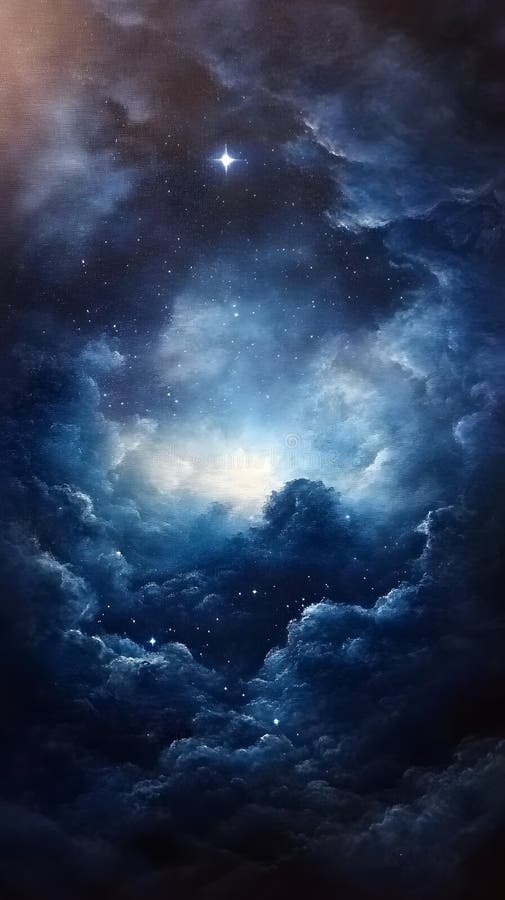 Celestial Dreamscape, Night Sky with Clouds and Royalty Free Image ...