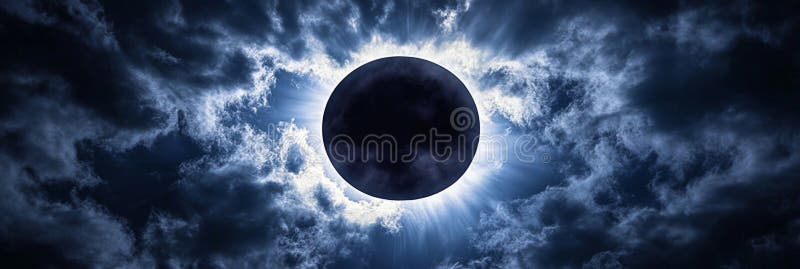 Celestial Eclipse in Cloudy Sky Dramatic Image of a Total Solar Eclipse ...