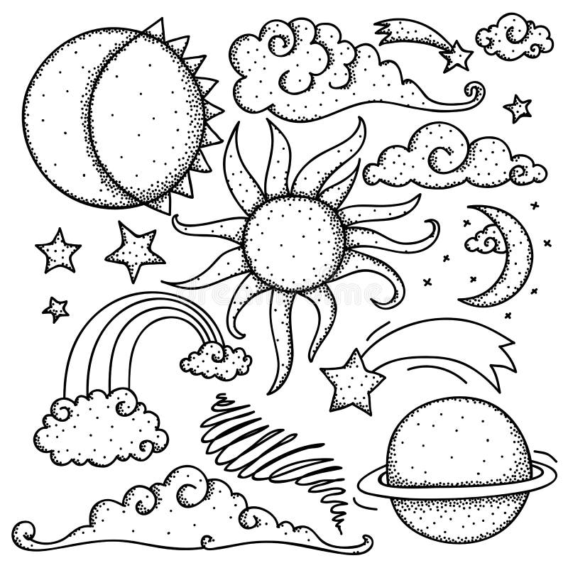 Celestial symbols 2 stock illustration. Illustration of face - 16379185