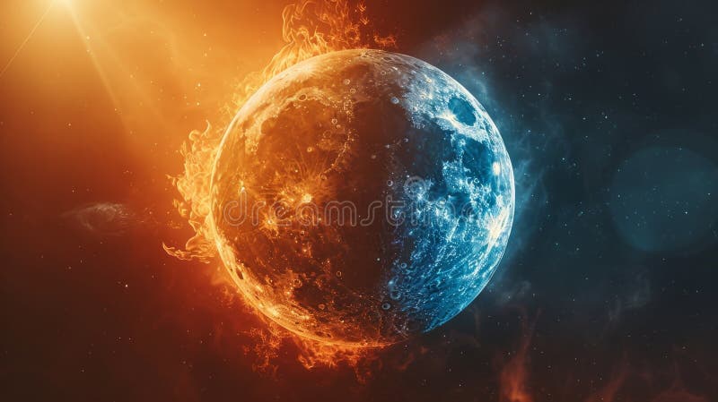 Contrast Elements Ice Fire Dramatic Setting Stock Photos - Free ...