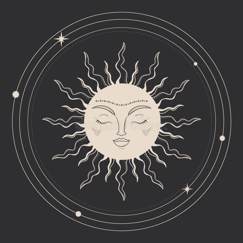 Celestial Emblem with a Sun. Magical Illustration Stock Vector ...