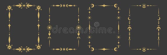 Celestial Esoteric Boho Frame Border Set. Tarot Border Templates with ...