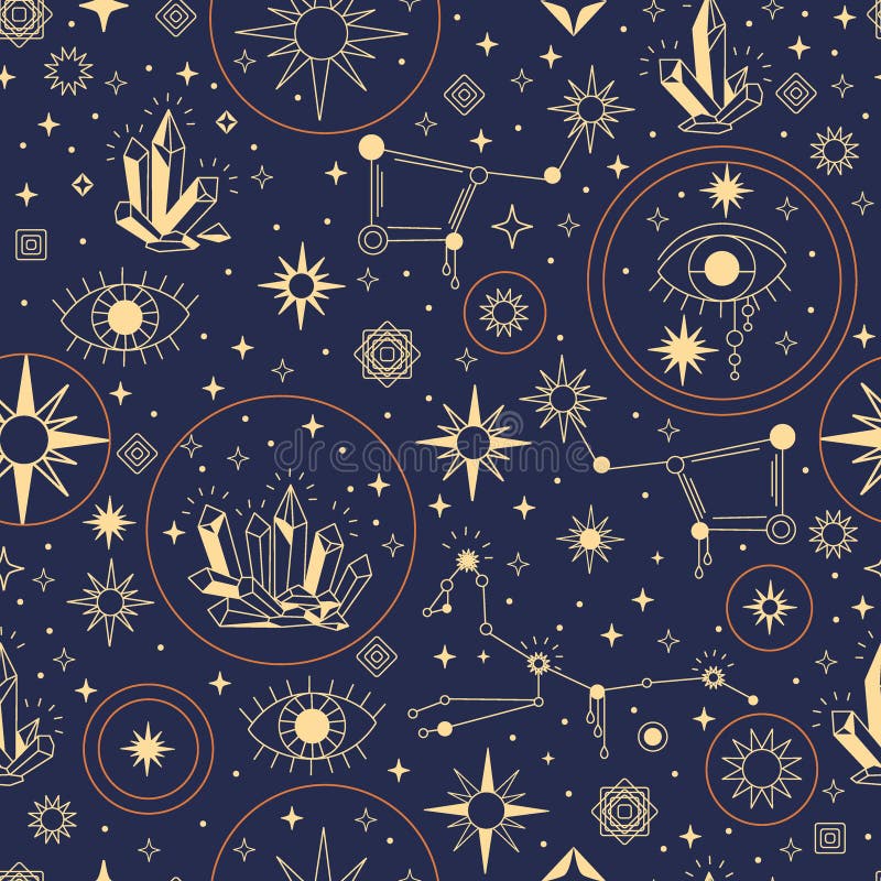 Celestial Esoteric Seamless Pattern with Constellation Vector Stock ...