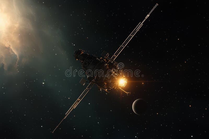 Celestial Exploration Spacecraft in Orbit Stock Illustration ...