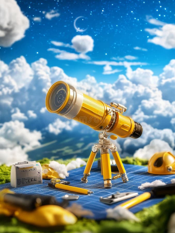 Celestial Exploration Tools Yellow Telescope Blueprint Construction ...