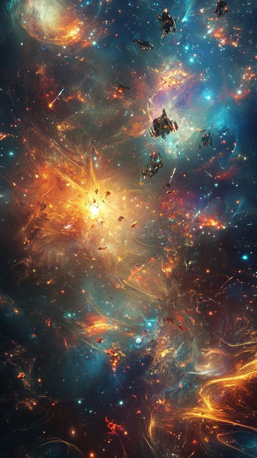 Celestial Explosion with Star Clusters in Space Stock Image - Image of ...