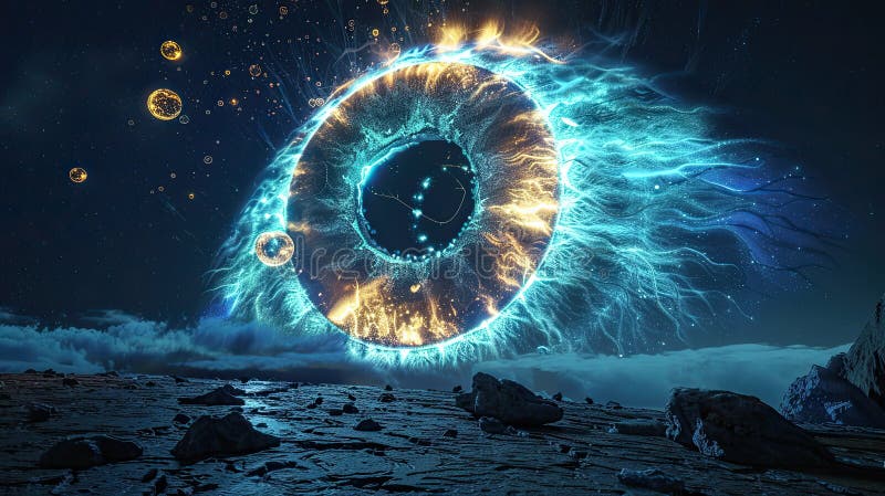 Celestial Eye of the Aurora - Hyperrealistic 3D Illustration of Giant ...