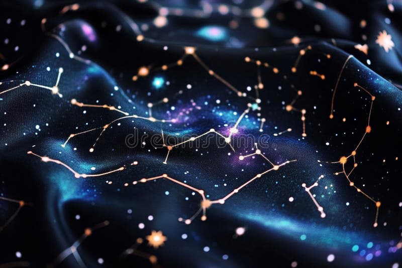 Celestial Fabric Starry Night Sky Pattern on Flowing Cloth Cosmic ...