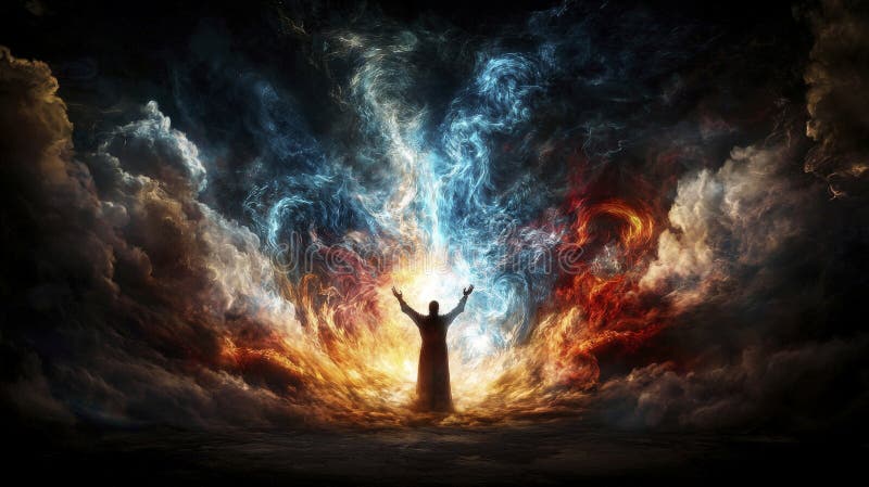 Celestial Figure Unleashes Powerful Spell in Cosmic Sky Art Creation ...
