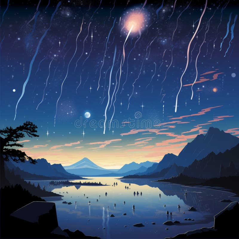 Celestial Fireworks: Capturing the Spectacle of Meteor Showers Stock ...