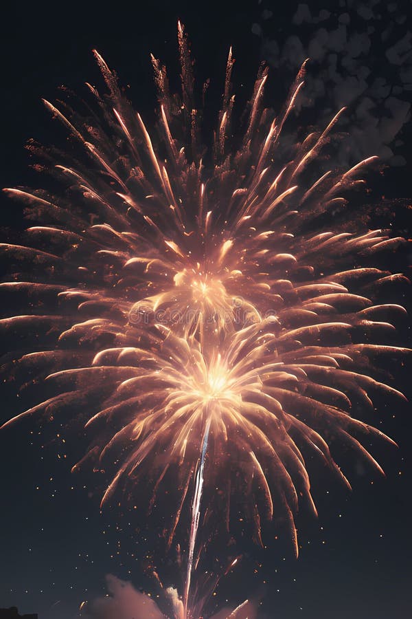 Celestial Fireworks in the Night Sky, Explosion Fire on Abstract ...