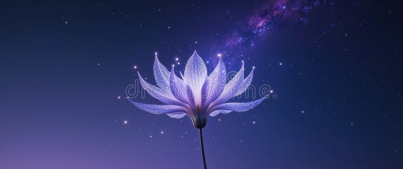 Celestial Flower Glowing in Cosmic Night Sky. Stock Image - Image of ...