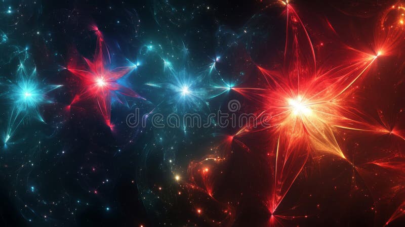 Celestial Flowers Bloom in a Cosmic Nebula Stock Illustration ...