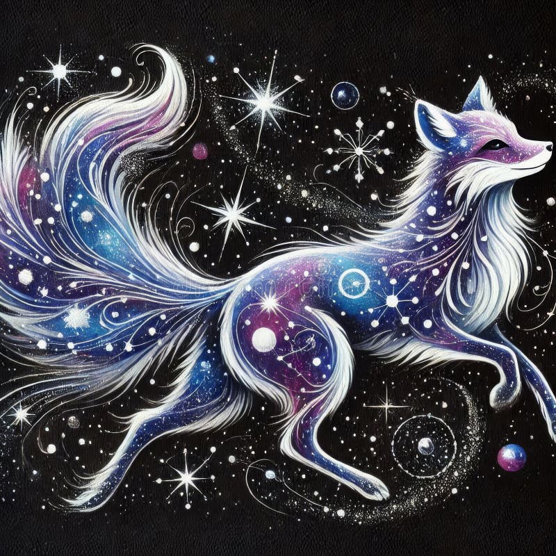 Celestial Fox with Constellations Stock Illustration - Illustration of starry, white: 363899984
