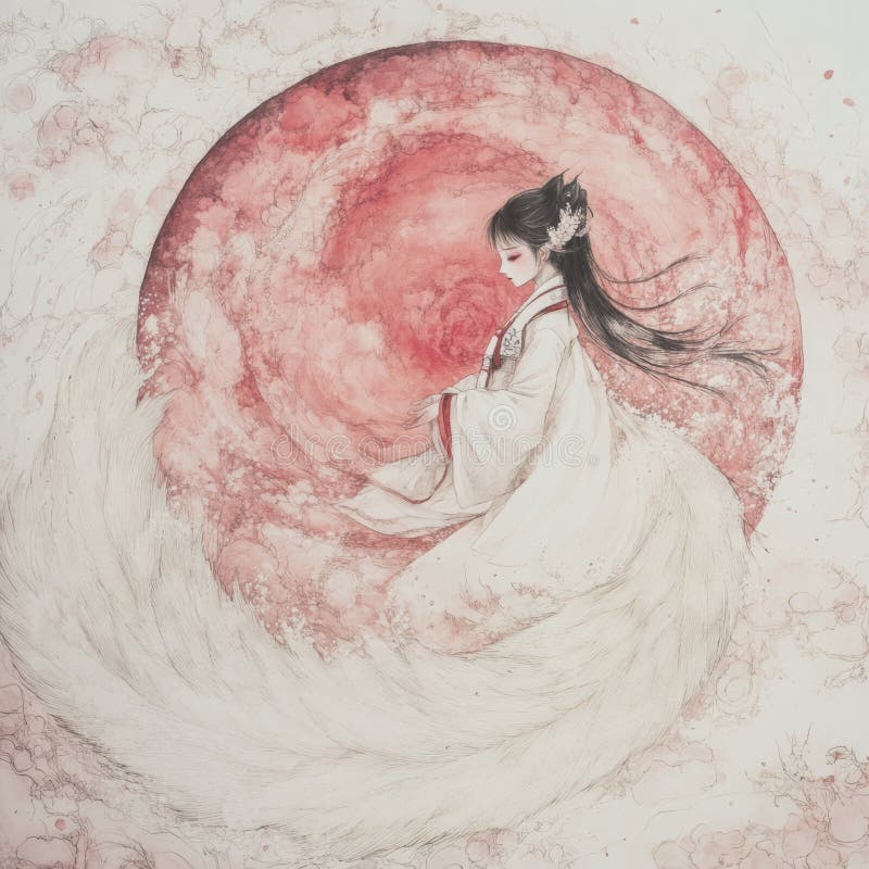 Celestial Fox Essence stock illustration. Illustration of pink - 363898530