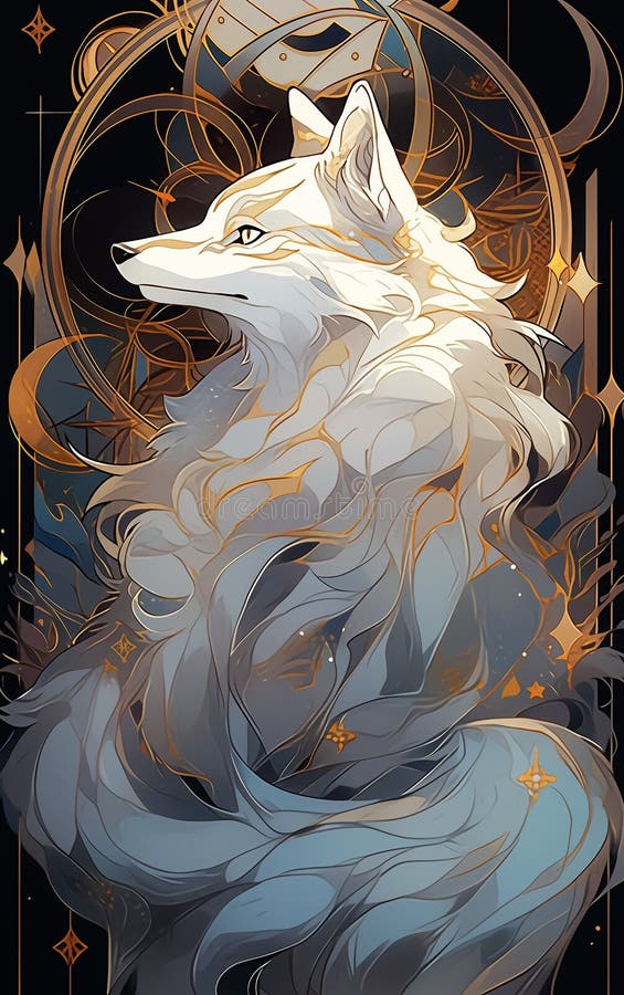 Celestial Fox with Ornamental Background. Stock Illustration - Illustration of cosmic, galaxy ...