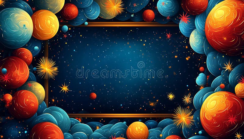 Celestial Frame with Planets Stars and Space for Text Illustration ...
