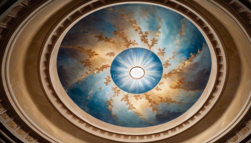 Celestial Fresco on Rotunda Ceiling Stock Image - Image of artwork ...
