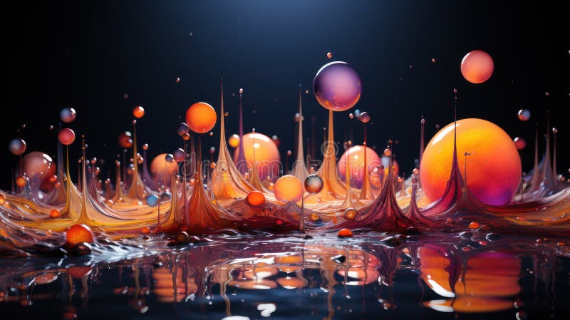 Celestial Fusion: a Captivating 3D Render of Cosmic Paint Blobs Stock ...