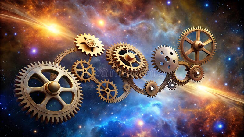 Celestial Gears a Cosmic Dance of Rotating Cogs Generative AI Stock ...
