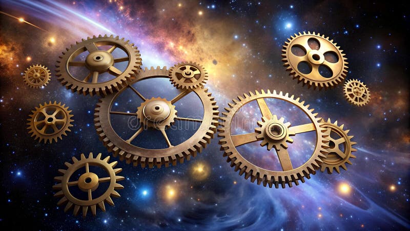 Celestial Gears a Cosmic Dance of Rotating Cogs Generative AI Stock ...