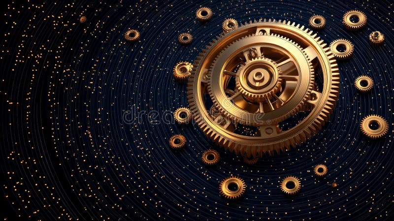 Celestial Gears in Cosmic Formation Stock Illustration - Illustration ...