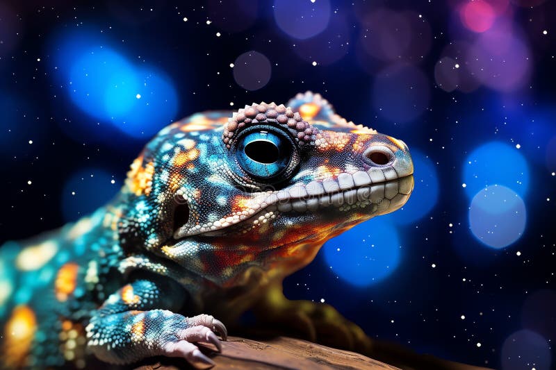 Celestial Gecko Scales Fantasy Sky Night Gazing Stock Illustration ...
