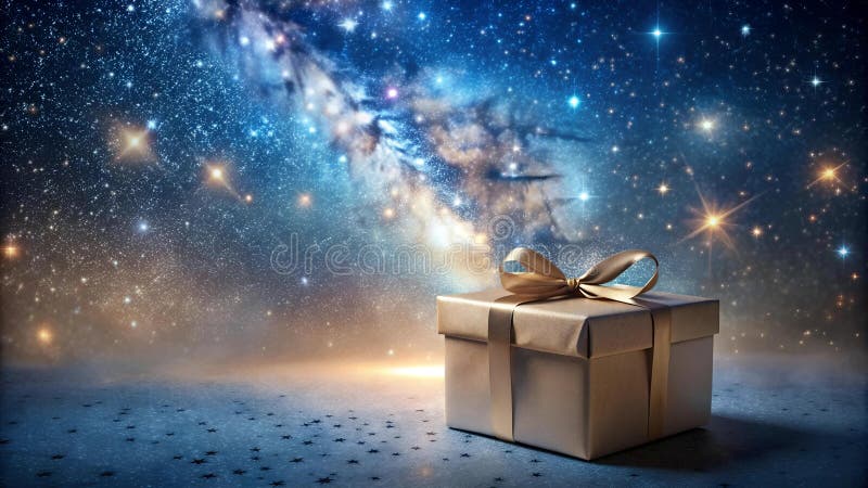 Celestial Glow: a Gift Box Under the Starry Night Generative AI Stock ...