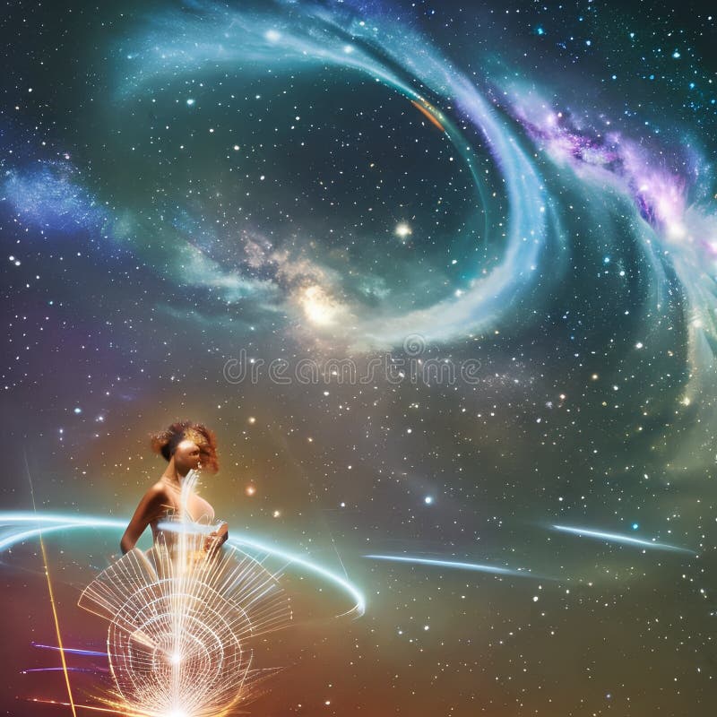 A Celestial Goddess Surrounded by Swirling Galaxies, Emanating a Divine ...