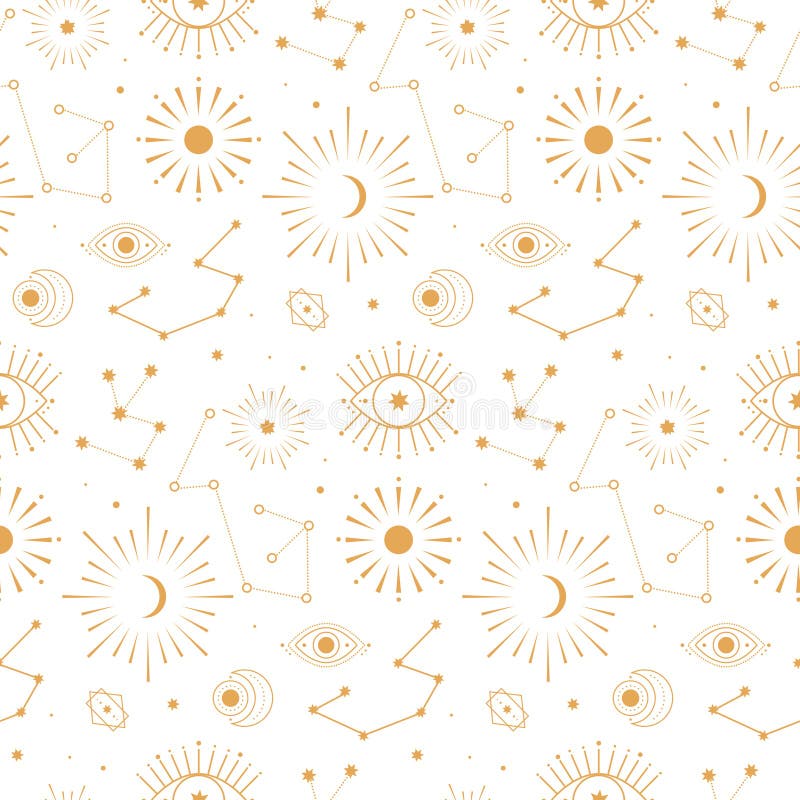 Celestial Seamless Pattern Hands and Stars Stock Vector - Illustration ...