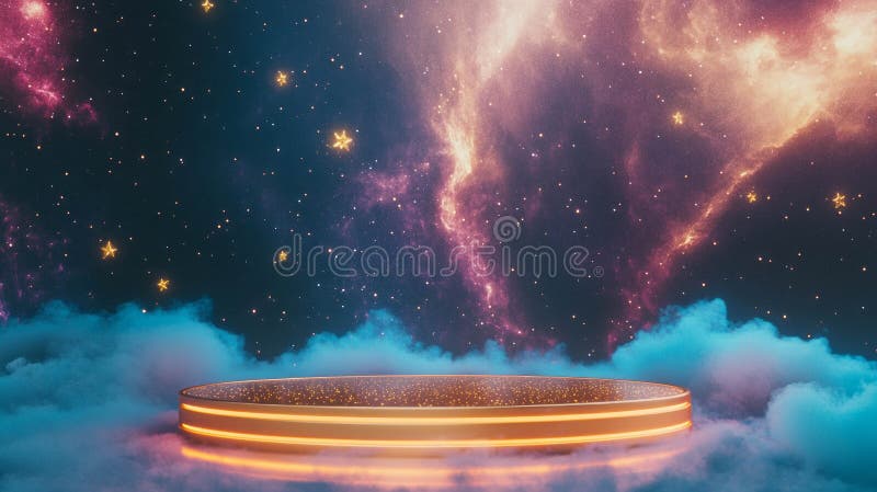 Celestial Gold Podium with Starry Surface for Elegant Event Design ...