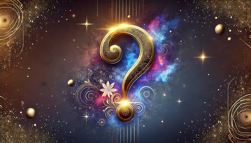Celestial Gold Question Mark Design Stock Illustration - Illustration ...