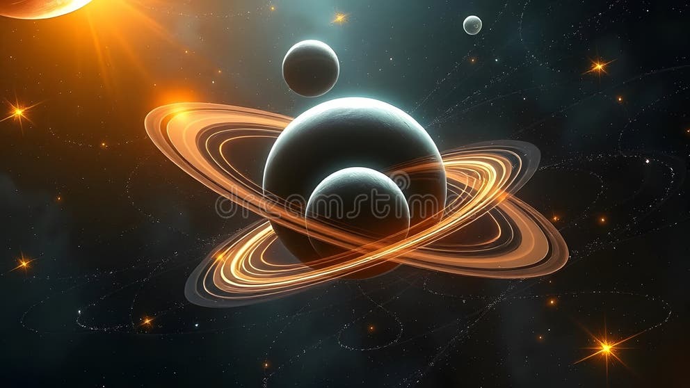 Celestial Harmony Planetary Alignment in Glowing Orbits Stock ...