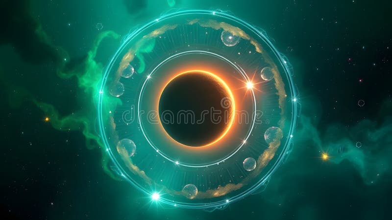 Celestial Harmony Planetary Alignment in Glowing Orbits Stock ...