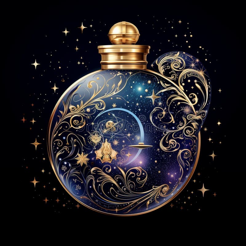 Celestial Harmony - Realistic Illustration of Perfume Bottle Design Stock Illustration ...