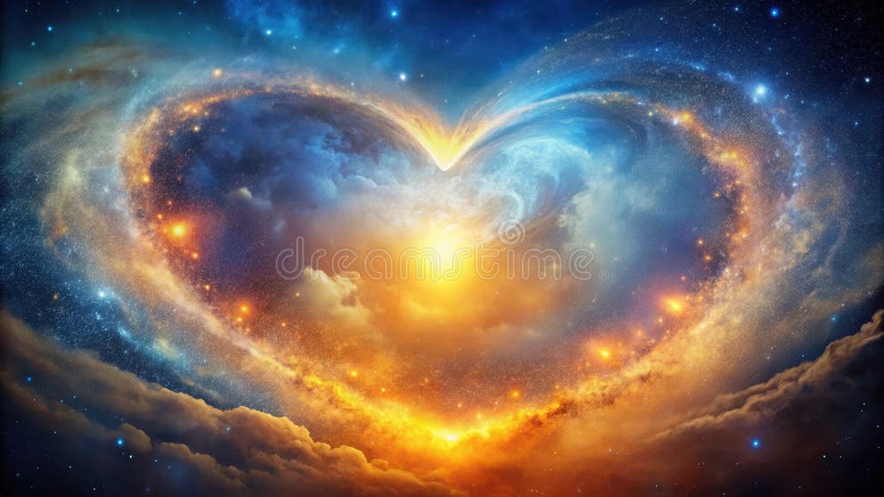 Celestial Heart a Cosmic Swirl of Nebulae and Stardust Forms a Heart ...