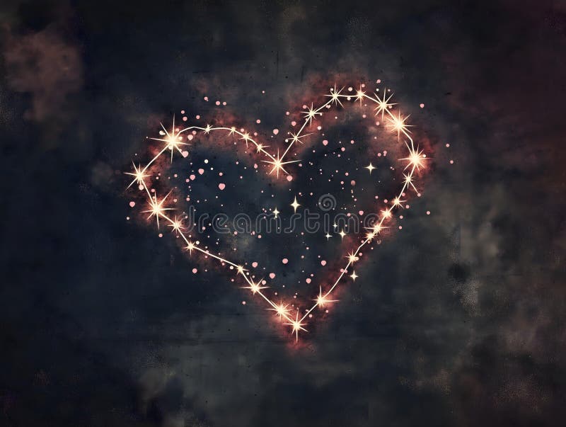 A Celestial Heart Design Formed by Constellations and Small Hearts ...