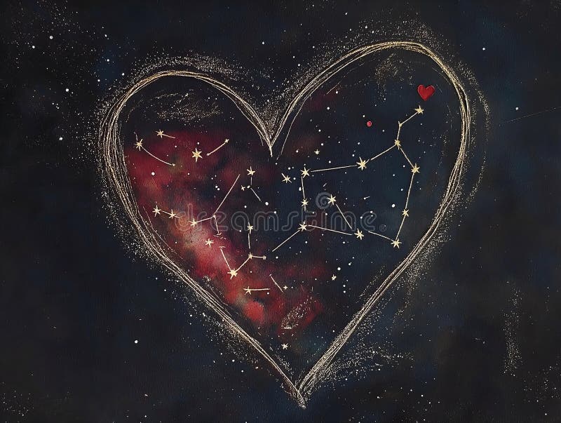 A Celestial Heart Design Formed by Constellations and Small Hearts ...