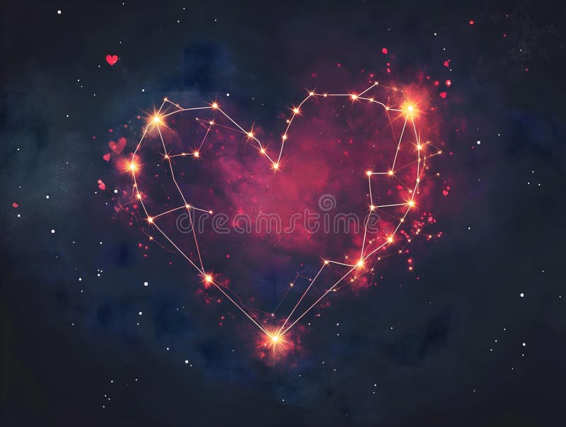 A Celestial Heart Design Formed by Constellations and Small Hearts ...