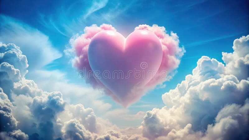 Celestial Heart Embracing Serene Cloudscape, a Symbol of Unconditional ...