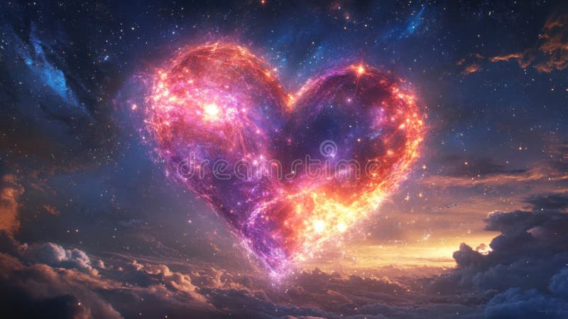 Celestial Heart Nebula Cosmic Love Romantic Starry Sky Stock ...